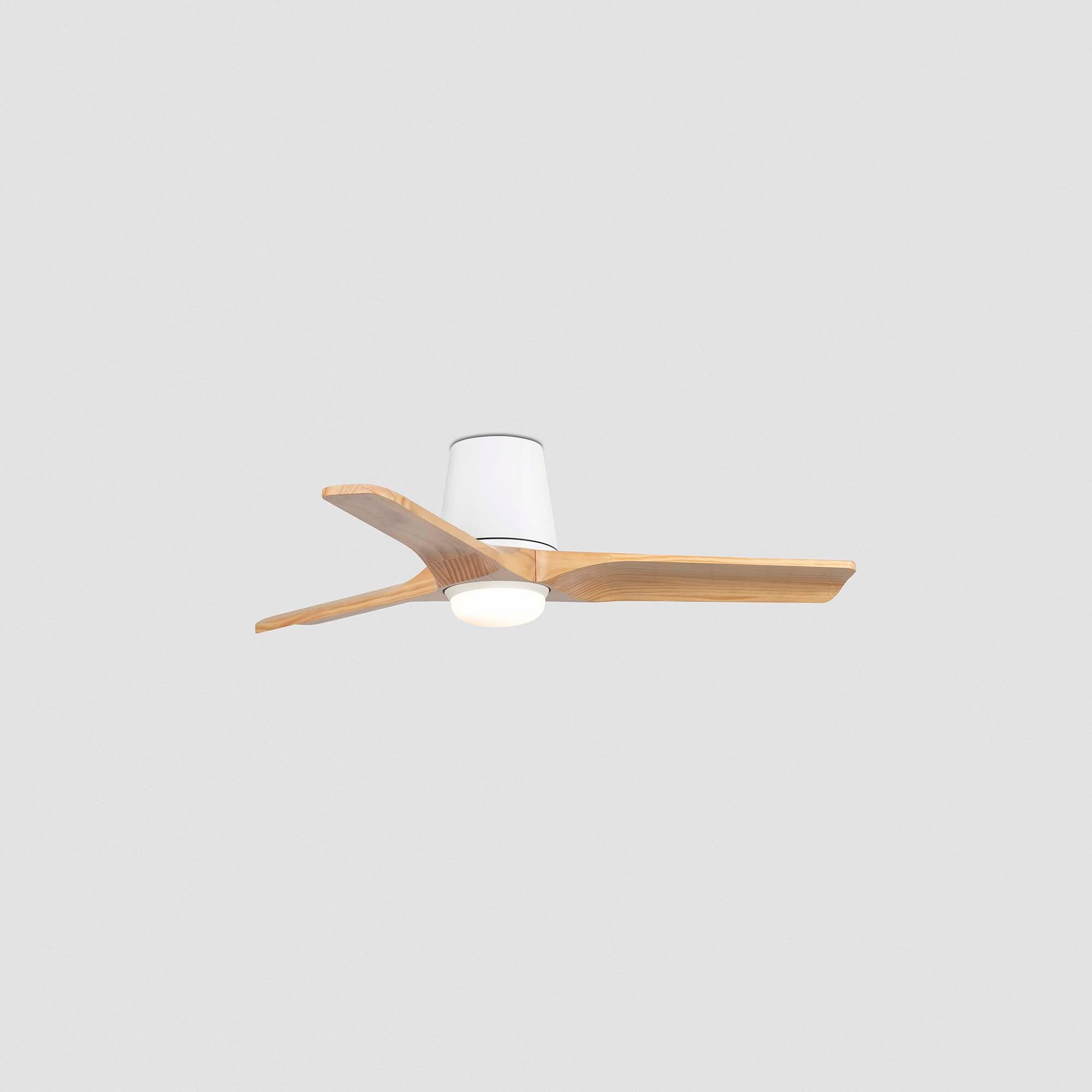 Heywood Tub 90cm Ceiling Fan with LED Light / White with Pine / Timber