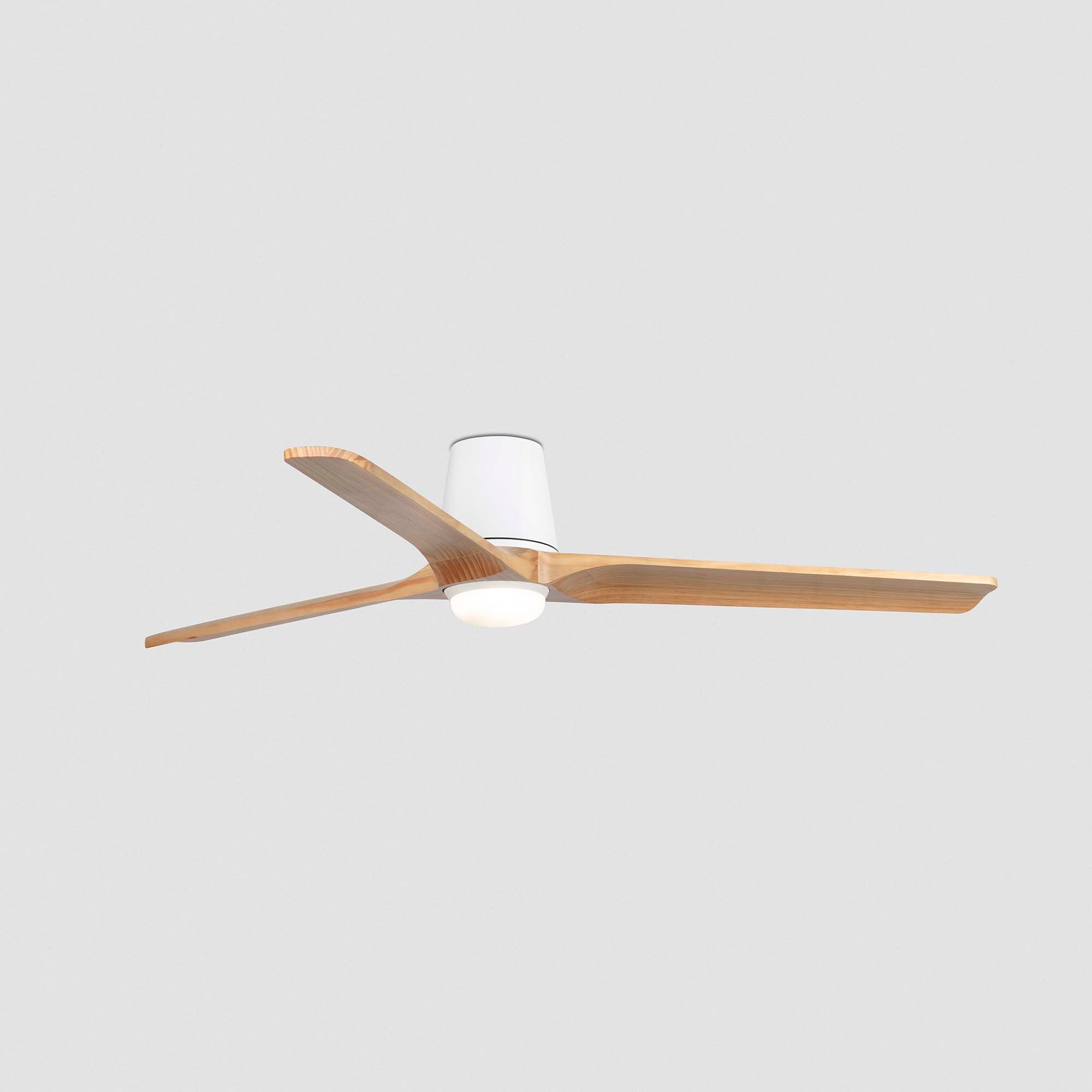 Heywood Tub 132cm Ceiling Fan with LED Light / White with Pine / Timbe